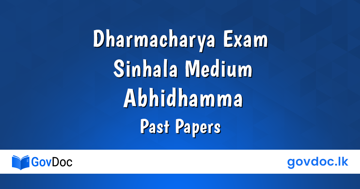 Dharmacharya Exam Abhidhamma Sinhala Medium Past Papers Download ...