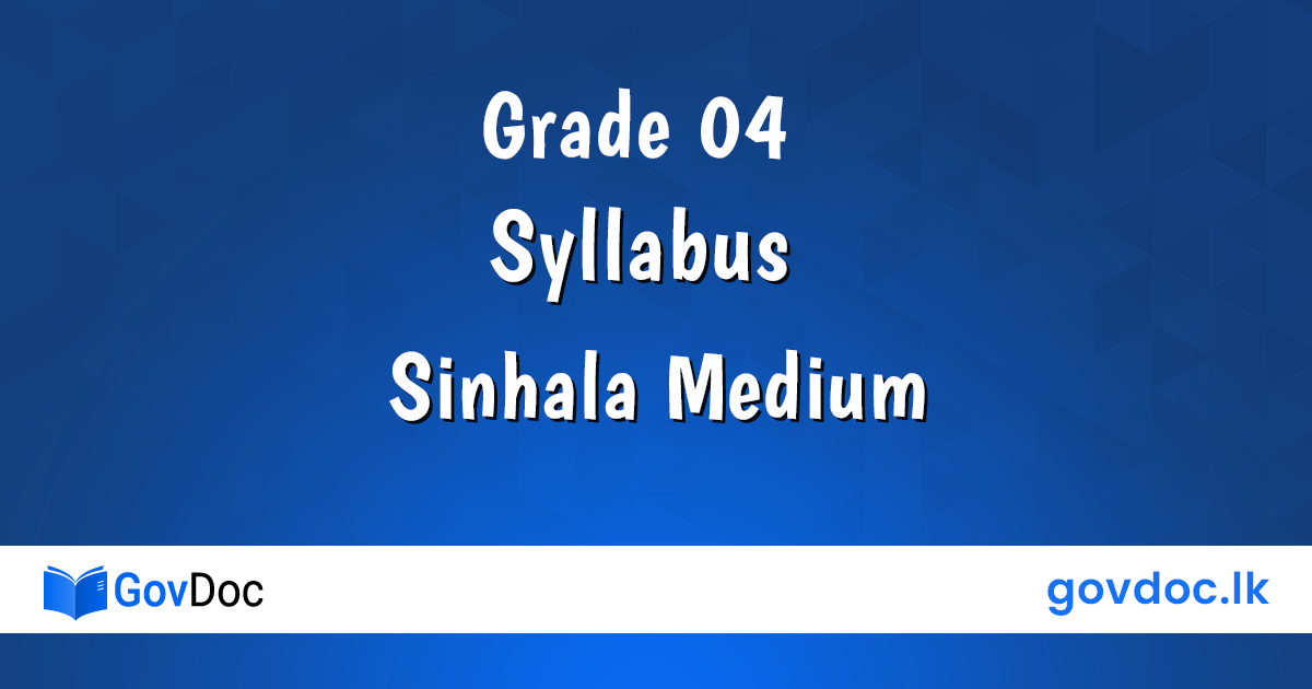 Grade 4 Sinhala Medium Syllabus Download Grade 4 Sinhala Medium Syllabus Download