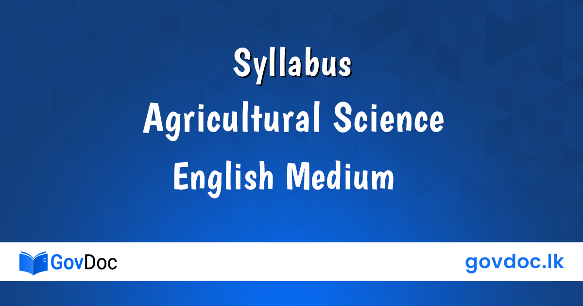 Agricultural Science English Medium Syllabus Download.