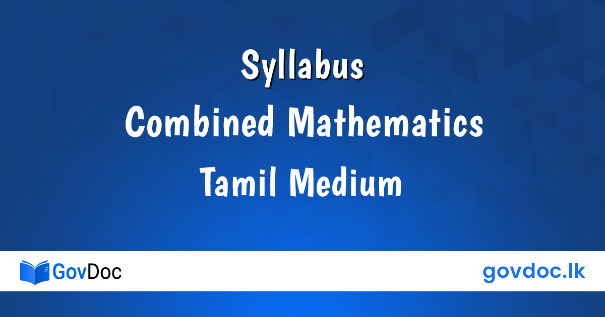 Combined Mathematics Tamil Medium Syllabus Download.